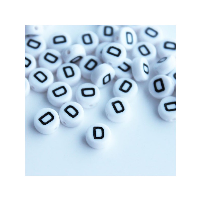 7mm Acrylic Alphabet Beads - Letter "D" - Beadbubble