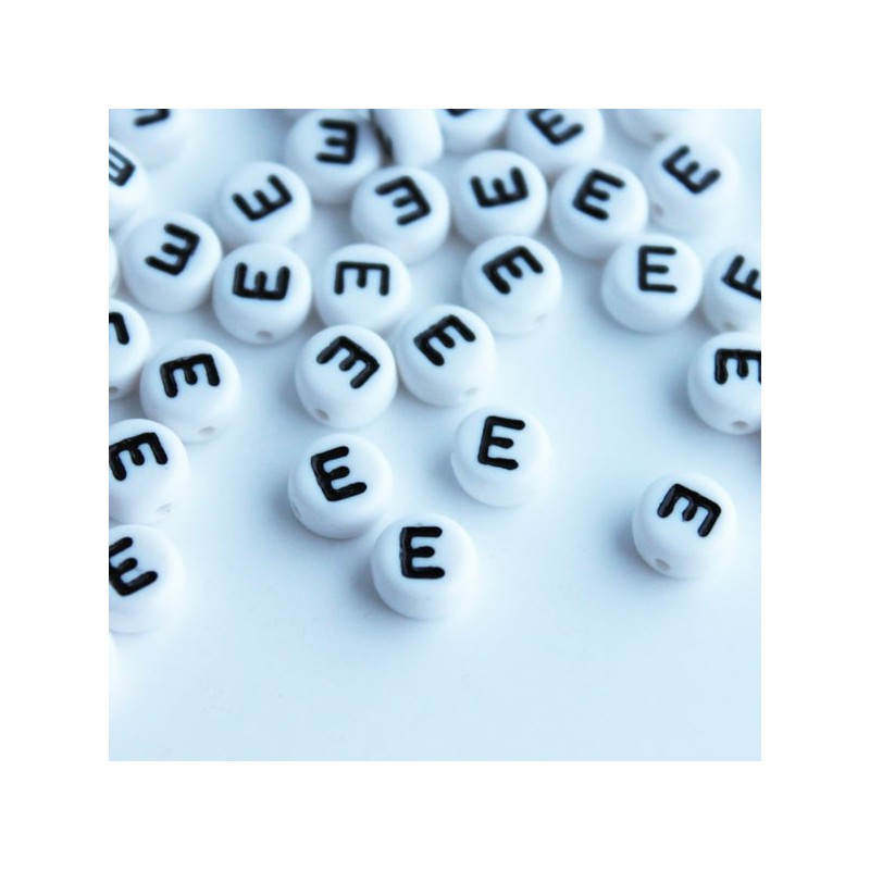 7mm Acrylic Alphabet Beads - Letter "E" - Beadbubble