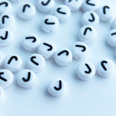 7mm Acrylic Alphabet Beads - Letter "J" - Beadbubble