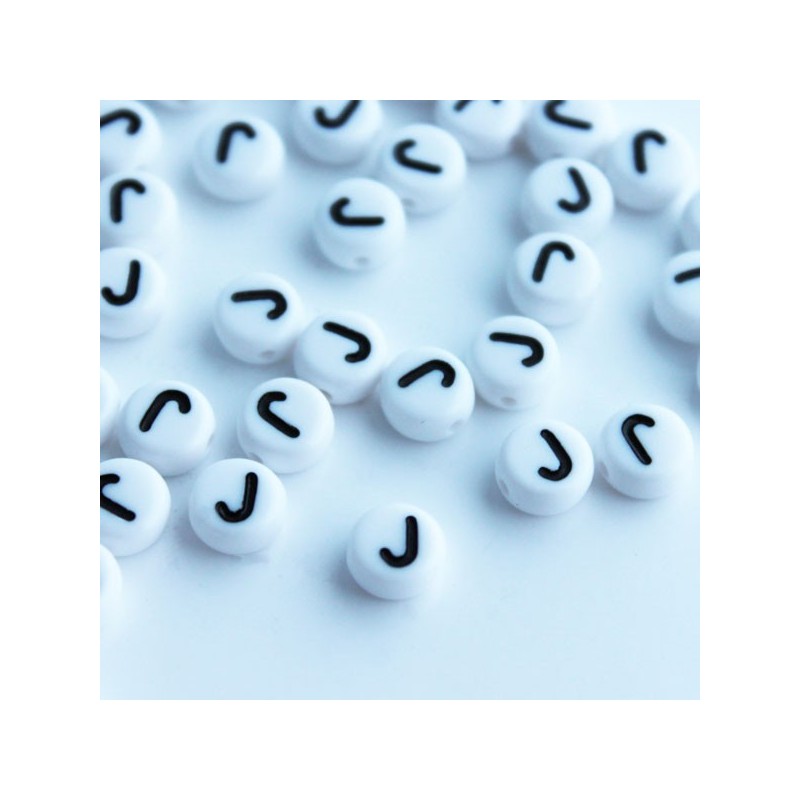 7mm Acrylic Alphabet Beads - Letter "J" - Beadbubble