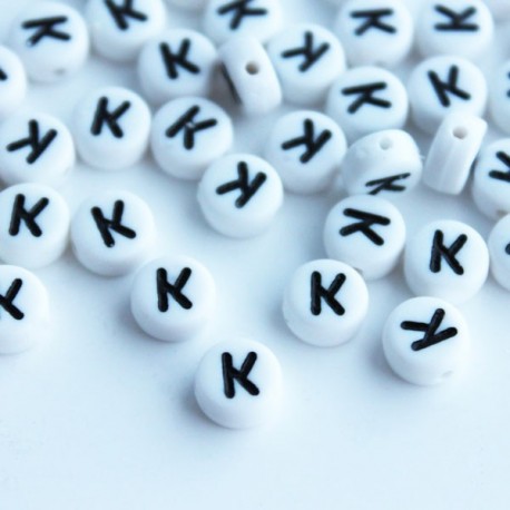 7mm Acrylic Alphabet Beads - Letter "K" - Beadbubble