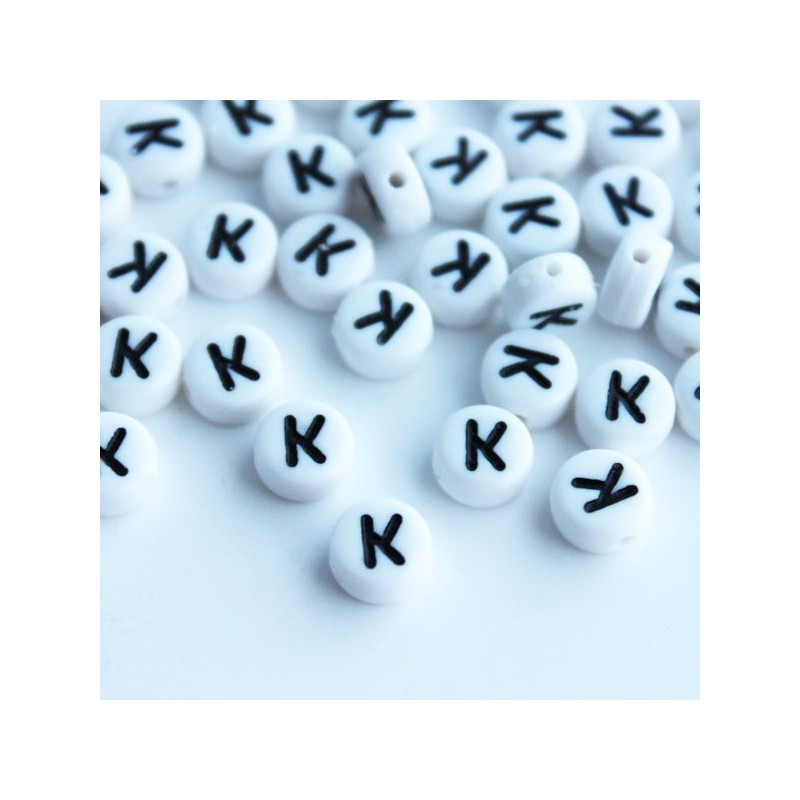 7mm Acrylic Alphabet Beads - Letter "K" - Beadbubble