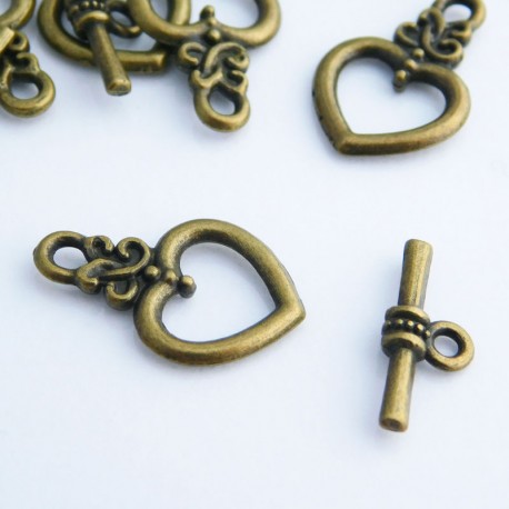 Bronze Tone Heart Toggle Clasp | Jewellery Making Supplies Ireland