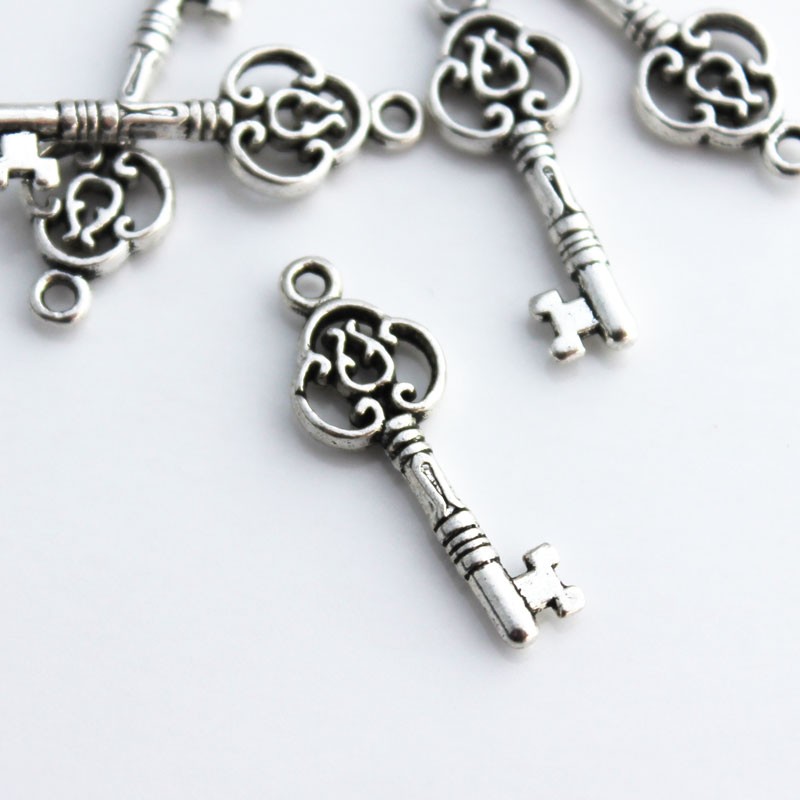29mm Key Charms Antique Silver Tone | Jewellery Making Supplies Ireland