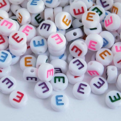 7mm Acrylic Alphabet Beads - E - Mixed Colour | Plastic Beads Ireland