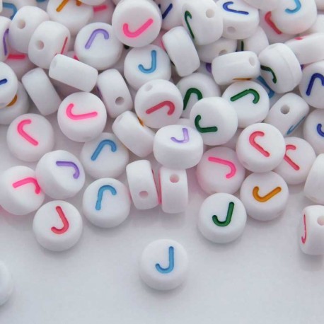 7mm Acrylic Alphabet Beads - J - Mixed Colour | Plastic Beads Ireland