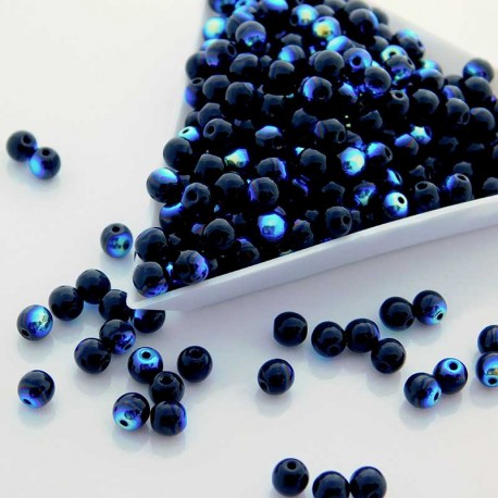 4mm Round Glass Beads Jet AB | Czech Glass Beads Ireland